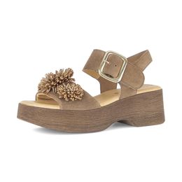 Gabor Damen Sandalette, Gr. 40, braun, Ziegenveloursleder, unifarben, Schuhe, Sommmerschuh mit Plateau und Absatz in Holzoptik
