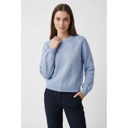 V&eacute;ro Moda VERO MODA Damen Strickpullover "VMDAISY EMB LS O-NECK PULLOVER BOO", blau, Gr. M, unifarben, Strick, Obermaterial: 60% Baumwolle, 40% Polyester,