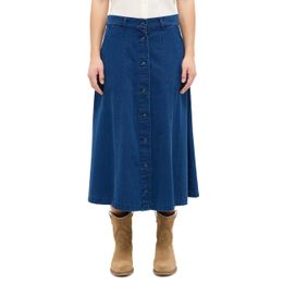 Mustang Damen Maxirock "Damen Style Ally Denim Skirt", blau, Gr. 26, unifarben, Denim/Jeans, 100% Baumwolle, R&ouml;cke
