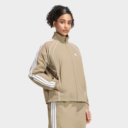 Damen Sweatjacke "ICONIC, GEWEBT, 3-STREIFEN", beige, Gr. XL, adidas Sportswear, Obermaterial: 100% Polyamid, Sweatjacken