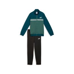 Puma M&auml;dchen Trainingsanzug "POLY COLORBLOCK SUIT B", gr&uuml;n, Gr. 152, Trikot, Obermaterial: 100% Polyester, Sportanz&uuml;ge, zweiteiliges Set, mit