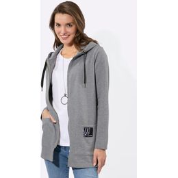Inspirationen Damen Shirtjacke "Sweatjacke", grau, Gr. 54, unifarben, 60% Baumwolle, 40% Polyester, Shirts