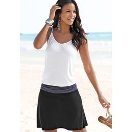 Damen Strandkleid "aus Viskosejersey mit Raffung auf H&uuml;fth&ouml;he, Spaghettitr&auml;ger", schwarz, Gr. 38, BEACHTIME BY LASCANA, Jersey, Obermaterial: 100%