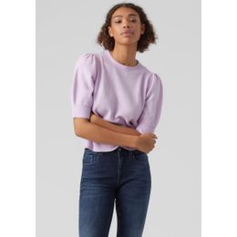 V&eacute;ro Moda VERO MODA Damen Rundhalspullover "VMDOFFY 2/4 O-NECK PULLOVER GA NOOS", rosa, Gr. S, meliert, Strick, Obermaterial: 94% Polyester, 3% Elasthan, 3%