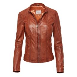 7eleven Damen Bikerjacke "SEAMERA", braun, Gr. 46, uni, Obermaterial: 100% Lammleder LEL. Futter: 100% Polyester PES. 100% Polyester PES., Jacken,