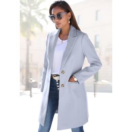 Lascana Damen Kurzmantel "im klassischen Design mit Knopfverschluss, figurbetont", blau, Gr. 38, unifarben, Web, Obermaterial: 100% Polyester.