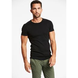 LINDBERGH Herren Kurzarmshirt "T-Shirt (Kurzarm) Slim Fit", schwarz, Gr. XXXL, unifarben, Obermaterial: 100% Baumwolle, Shirts