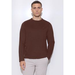 Street One MEN Herren Langarmshirt, braun, Gr. XL, unifarben, Web, 100% Baumwolle, Shirts, aus reiner Baumwolle