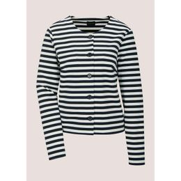 Madeleine Mode MADELEINE Damen Langarmshirt "Shirtblazer Maritimer Blazer im Streifenlook, Langarm", schwarz-wei&szlig;, Modern, Gr. 42, Obermaterial: 70% Baumwolle CO.