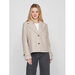 Vila Damen Kurzjacke "VISOLO L/S SHORT JACKET/TES/2", beige, Gr. 36, unifarben, Web, Obermaterial: 100% Polyester, Jacken, Kunstfaser, regular fit