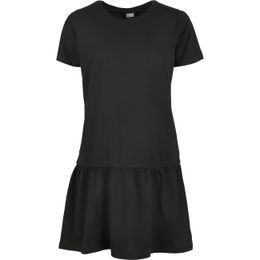 Urban Classics Damen A-Linien-Kleid "Urban Classics Damen Ladies Valance Tee Dress", schwarz, Gr. S, unifarben, 100% Baumwolle, Kleider