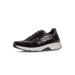 ROLLINGSOFT Damen Keilsneaker, Gr. 44, schwarz, Glattleder, Textil, Veloursleder, Schuhe, Schn&uuml;rschuh, Halbschuh, Freizeitschuh mit