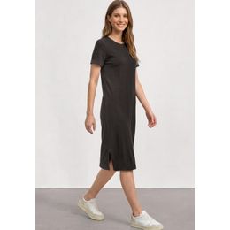 Street One Damen Midikleid, schwarz, Gr. 40, unifarben, Web, 95% Baumwolle, 5% Elasthan, Kleider, im Basic Style