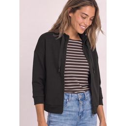 Street One Damen Kurzjacke, schwarz, Gr. 44, unifarben, Stoff, 46% Modal, 46% Polyester, 8% Elasthan, Jacken, mit Stehkragen