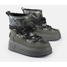 Buffalo Damen Snowboots "ELIZA", Gr. 39, gr&uuml;n, Lederimitat, Nylon, Schuhe, Winterboots, Schn&uuml;rboots, Schlupfboots mit Warmfutter
