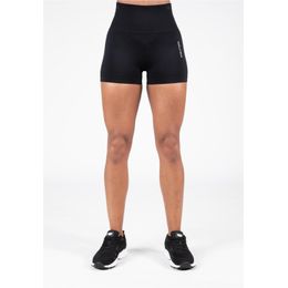 GORILLA WEAR Damen Shorts, schwarz, Gr. S, unifarben, 92% Nylon, 8% Elasthan, Hosen, mit nahtlosem Design und hohem Bund