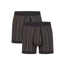 Schiesser Herren Boxershorts "Original Classics", Gr. 10, schwarz, Feinripp, Obermaterial: 100% Baumwolle, Unterhosen, mit Eingriff, gestreift