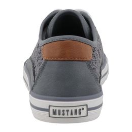 Mustang Shoes Damen Sneaker "Winona", Gr. 40jeansblau, Lederimitat, Textil, Schuhe, Freizeitschuh, Halbschuh, Schn&uuml;rschuh mit Makramee-Stickerei