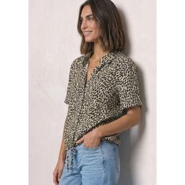 Street One Damen Hemdbluse, beige, Gr. 34, bedruckt, Stoff, 100% Viskose, Blusen, in Blusen-Optik