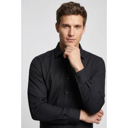 MARVELIS Herren Langarmhemd, schwarz, Gr. 41, Web, Obermaterial: 100% Baumwolle, Hemden, modern fit, verl&auml;ngerter Arm, Businesshemd, New-Kentkragen