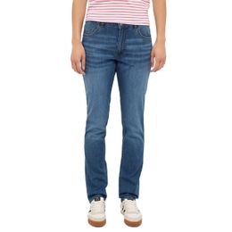 Mustang Damen Slim-fit-Jeans "Damen Style Rebecca Slim"502 mittelblau, Gr. 28, unifarben, Denim/Jeans, 84% Baumwolle, 14% Polyester, 2% Elasthan,