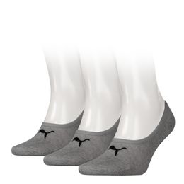 Puma Herren F&uuml;&szlig;linge "Puma UNISEX FOOTIE 3P", Gr. 43, grau, Baumwollmischung, Socken, NoShow Socks, atmungsaktiv, elastisches B&uuml;ndchen