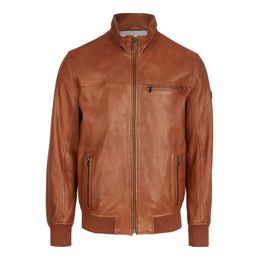 Bugatti Herren Collegejacke "BULEONARDO", braun, Gr. 48, uni, Obermaterial: 100% Lammleder LEL. Futter: 50% Baumwolle CO. 50% Polyester PES. 50%