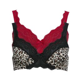 bonprix Damen B&uuml;gel-BH "B&uuml;gel-BH mit zarter Spitze (2er Pack)", Gr. 90, bunt, Obermaterial: 88% Polyester, 12% Elasthan. Futter: 90% Polyamid, 10%