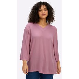 sheego Damen Longbluse, rosa, Gr. 54, unifarben, 100% Viskose, Blusen