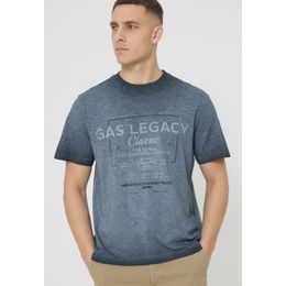 Street One MEN Herren Langarmshirt, blau, Gr. M, bedruckt, Web, 100% Baumwolle, Shirts, mit Wording