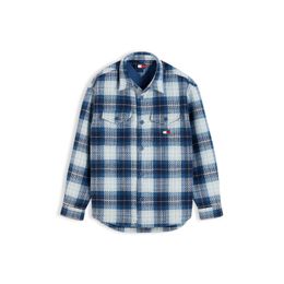 Tommy Jeans Herren Hemdjacke "CHECK OVERSHIRT", blau, Gr. XL, Web, Obermaterial: 100% Polyester, Jacken, Regular fit mit Karomuster