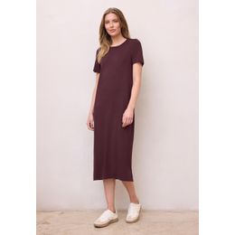 Damen Midikleid, braun, Gr. 46, STREET ONE STUDIO, unifarben, Jersey, 80% Viskose, 16% Polyester, 4% Elasthan, Kleider, in Unifarbe