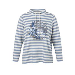 Via Appia Due Damen Sweatshirt "Via Appia Due Sweatshirt", blau, Gr. 46, Obermaterial: 95% Viskose CV. 5% Elasthan EL., Sweatshirts, mit geschm&uuml;cktem