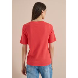 Cecil Damen T-Shirt, rot, Gr. XL, unifarben, Web, 95% Baumwolle, 5% Elasthan, Shirts, mit Rundhalsausschnitt