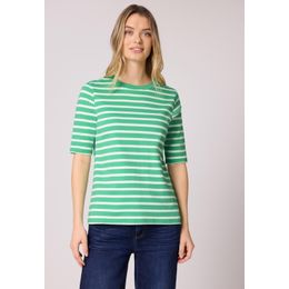 Street One Damen T-Shirt, gr&uuml;n, Gr. 44, gestreift, Web, 100% Baumwolle, Shirts, aus reiner Baumwolle