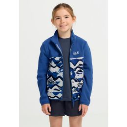 Jack Wolfskin Jungen Fleecejacke "PAW ERA 100 PRINT FZ K", blau, Gr. 140, Obermaterial: 100% Polyester. Futter: 100% Polyester, Jacken,
