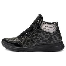 Ara Damen Sneakerboots "OSAKA", Gr. 3,5, schwarz, Lacklederimitat, Lederimitat, metallic, Schuhe, Sneaker, Boots in Komfortweite H (= sehr weit)