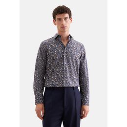 Seidensticker Herren Businesshemd "Schwarze Rose", blau, Gr. 39, bedruckt, 100% Baumwolle, Hemden, Regular 1/1 Kentkragen Druck