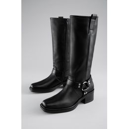 ANISTON SHOES Damen Stiefel, Gr. 41, schwarz, Lederimitat, Schuhe, Bikerstiefel mit Innen-Rei&szlig;verschluss