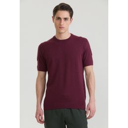 FELIX HARDY Herren T-Shirt "Basic-Strick-T-Shirt mit Rundhalsausschnitt", rot, Gr. XL, 100% Baumwolle, Shirts
