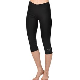 TRIGEMA Damen Leggings "TRIGEMA Leggings 3/4 mit Kristallsteinen", schwarz, Basic, Gr. XXL, Feinripp, 95% Baumwolle, 5% Elastan, Hosen