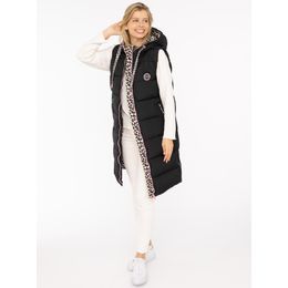 Zwillingsherz Damen Steppweste ""Wild Hearts"", schwarz, Gr. XL, Steppware, Obermaterial: 100% Polyester, Westen, Leo-Muster, Taschen seitlich,