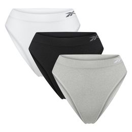 Reebok Damen Slip, Gr. M, schwarz-wei&szlig;, Obermaterial: 92% Polyamid, 8% Elasthan, Unterhosen, ohne st&ouml;rende N&auml;hte, eng, basic, bequem, mit Logo,
