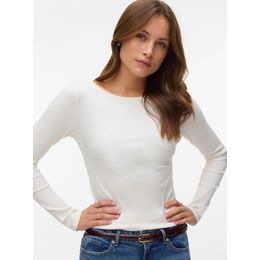 V&eacute;ro Moda VERO MODA Damen Langarmshirt "VMRUBY LS TOP JRS NOOS", wei&szlig;, Gr. S, unifarben, Rippware, Obermaterial: 93% Baumwolle, 7% Elasthan, Shirts,