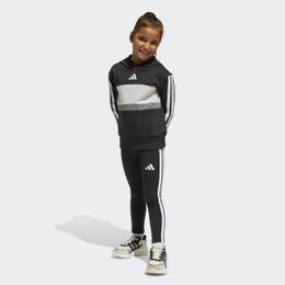 M&auml;dchen Trainingsanzug "LG 3S TIB FL ST", schwarz-wei&szlig;, Gr. 116, adidas Sportswear, Obermaterial: 70% Baumwolle, 30% Polyester, Sportanz&uuml;ge