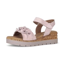 Gabor Damen Keilsandalette "Genua", Gr. 39ros&eacute;, Ziegenveloursleder, unifarben, Schuhe, Plateau, Sommerschuh mit Klettverschluss, G-Weite