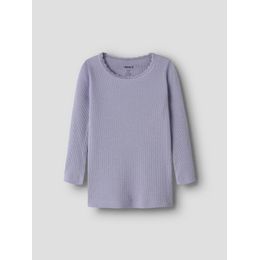 name it M&auml;dchen Langarmshirt "NMFKAB LS TOP NOOS", lila, Gr. 92, unifarben, Feinripp, Obermaterial: 57% Baumwolle, 38% Modal, 5% Elasthan, Shirts, in