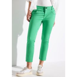 Street One Damen 7/8-Hose, gr&uuml;n, Gr. 42, unifarben mit Farbeinsatz, Web, 97% Baumwolle, 3% Elasthan, Hosen, 4-Pocket Style