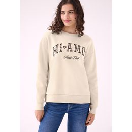 Damen Sweatshirt, beige, Gr. 46, STREET ONE STUDIO, Sweatware, 60% Baumwolle, 40% Polyester, Sweatshirts, mit Wording