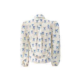 Damen Blusentop "Libert&eacute; Essentiel Shirt FLORA"creme blau bow hearts, Gr. XL, LIBERT&Eacute; ESSENTIEL, Obermaterial: 100% Baumwolle, Blusen